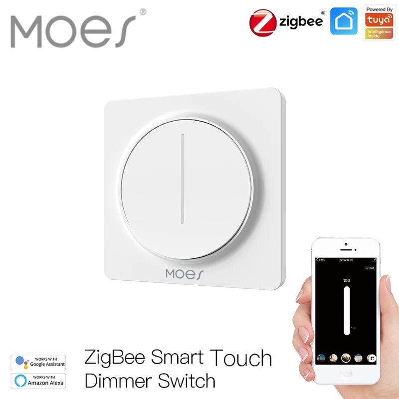 MOES ZigBee умный поворотный диммер Zigbee Touch Dimmer