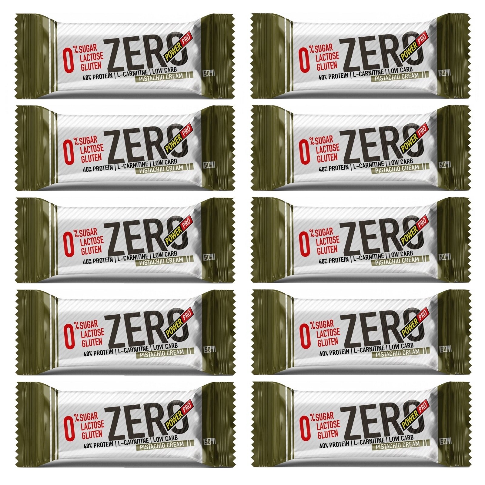 Протеиновый батончик 40% ZERO 10 шт 50 гр (Power Pro) Фисташковый крем