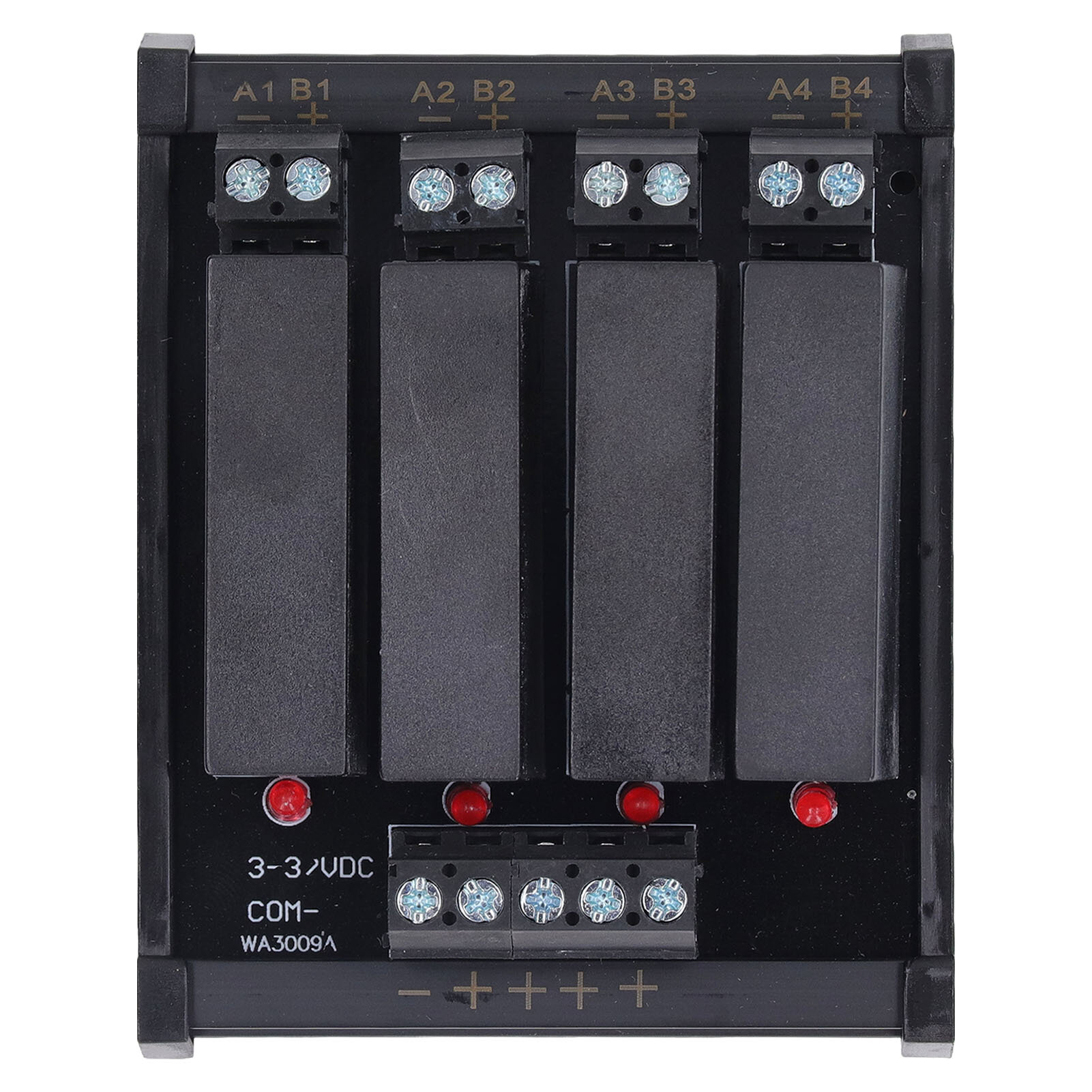 4-контактный модуль реле постоянного тока для DIN-рейки, твердотельное реле с общим отрицательным выводом, входное напряжение 3–32 В, ток 5–8 А, нагрузка 5–60 В.