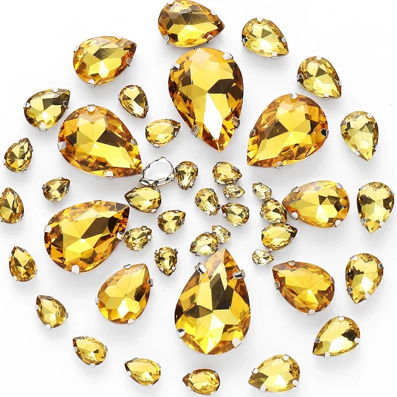 50шт Хрустальные Стеклянные Бусины Различных Размеров Со Стразами Для Ручного Шитья На Камнях И Бриллиантах Для Платьев, Сумок