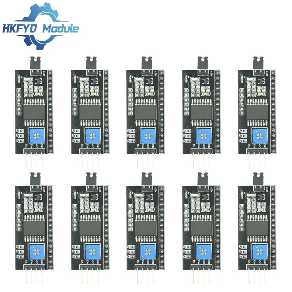 10шт Модуль адаптера I2C/SPI для LCD1602/2004 PCF8574
