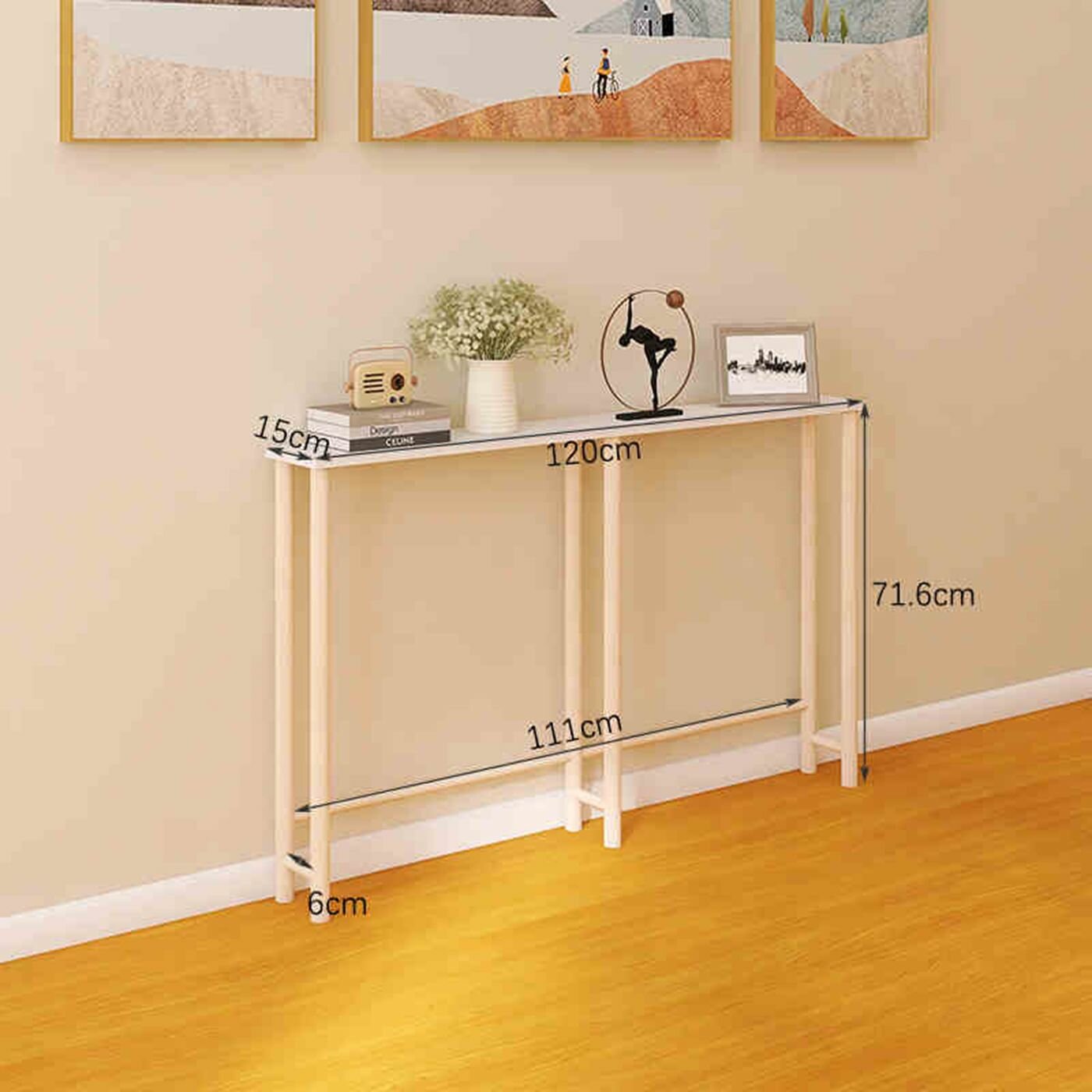 Консольный столик Компактный, Массив дерева столешницы, белый