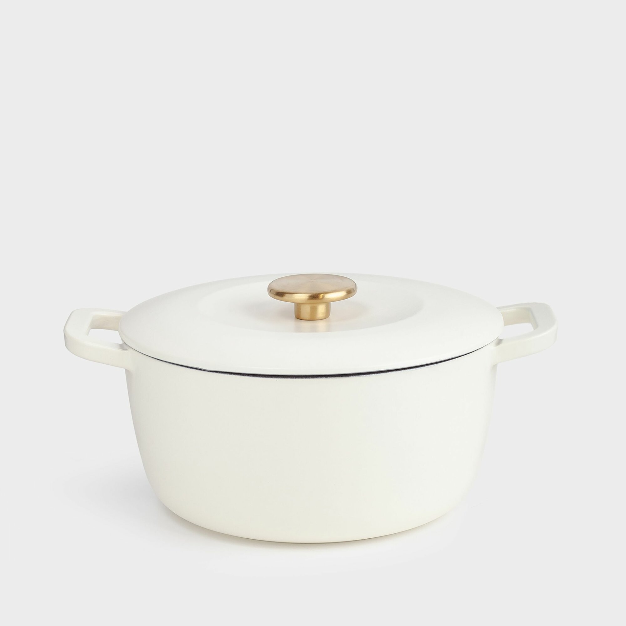 Казан, 24 см, 4,5 л, с крышкой, чугун, молочный, Light kitchen