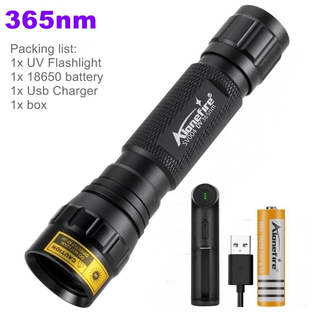 Фонарик светодиодный ультрафиолетовый фонарик 365 нм, флуоресцентный фонарь для кошек и собак, Нм