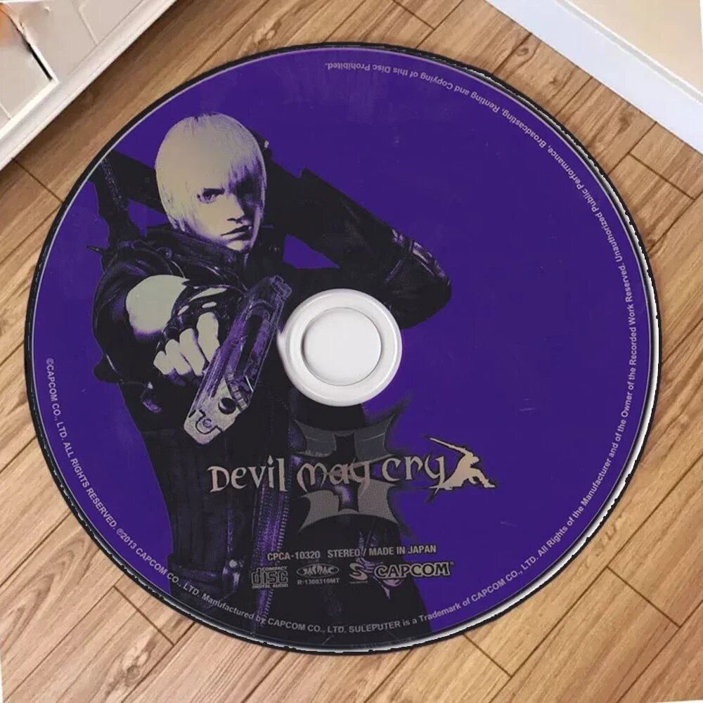 Круглый ковёр SILENT HILL из полиэстера, Виниловые пластинки на фланелевом ковре, Diameter 80cm