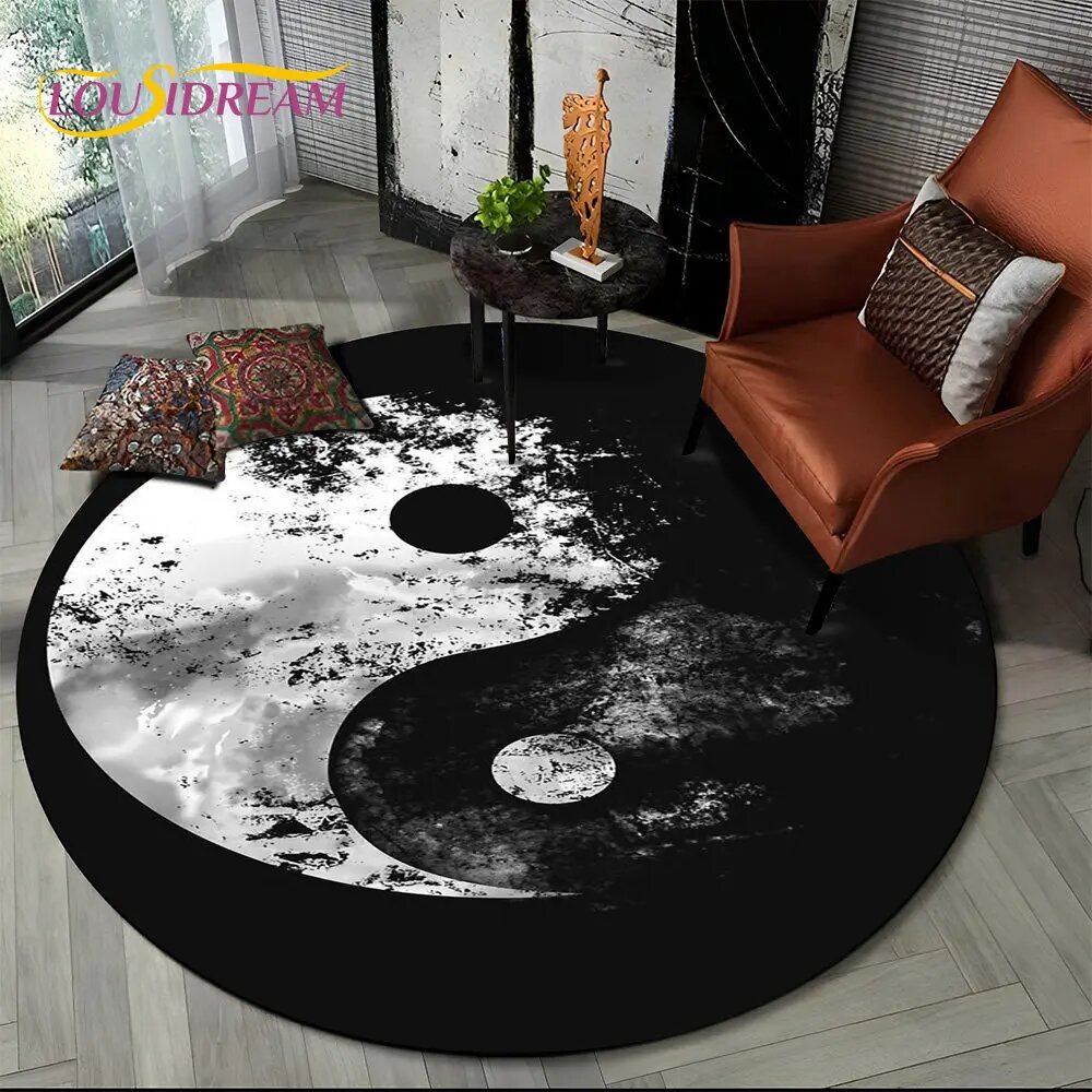 LOUSIDREAM Круглый ковёр 3D Тай-Чи Инь Янь