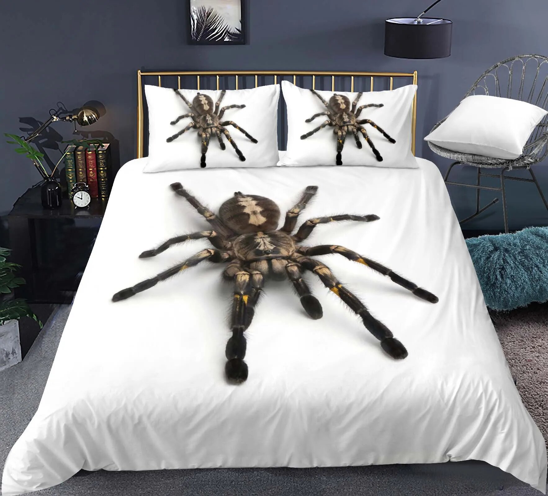 Комплект постельного белья Tarantula 3D Черный паук Полиэстер, 200x230cm 2pcs, Коричневый