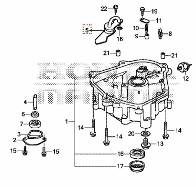Сетчатый фильтр, маслоприемник для лодочного мотора Honda BF5/BF6; Артикул Honda: 15220ZVD000 (Оригинал)