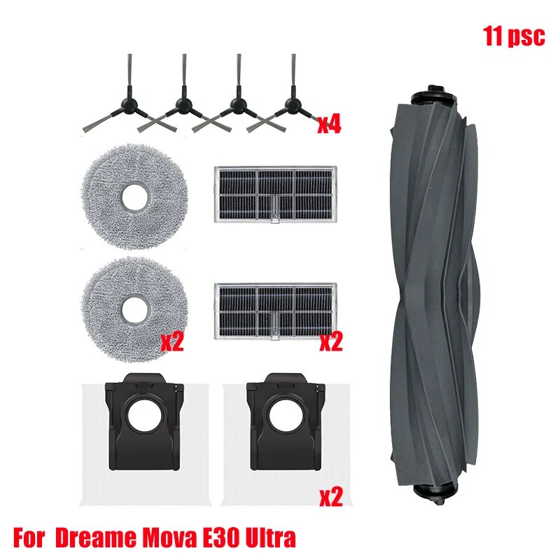 Щетка для Dreame Mova E30 Ultra, 11 pcs, Черный
