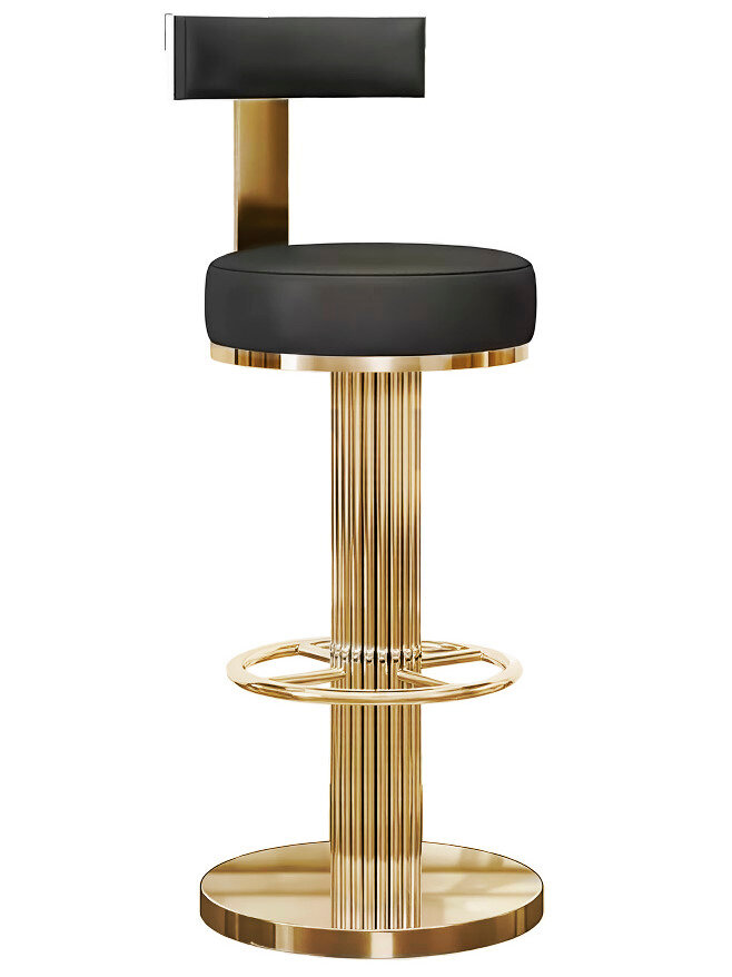 Барный стул, металлический каркас, черный с золотистой ножкой