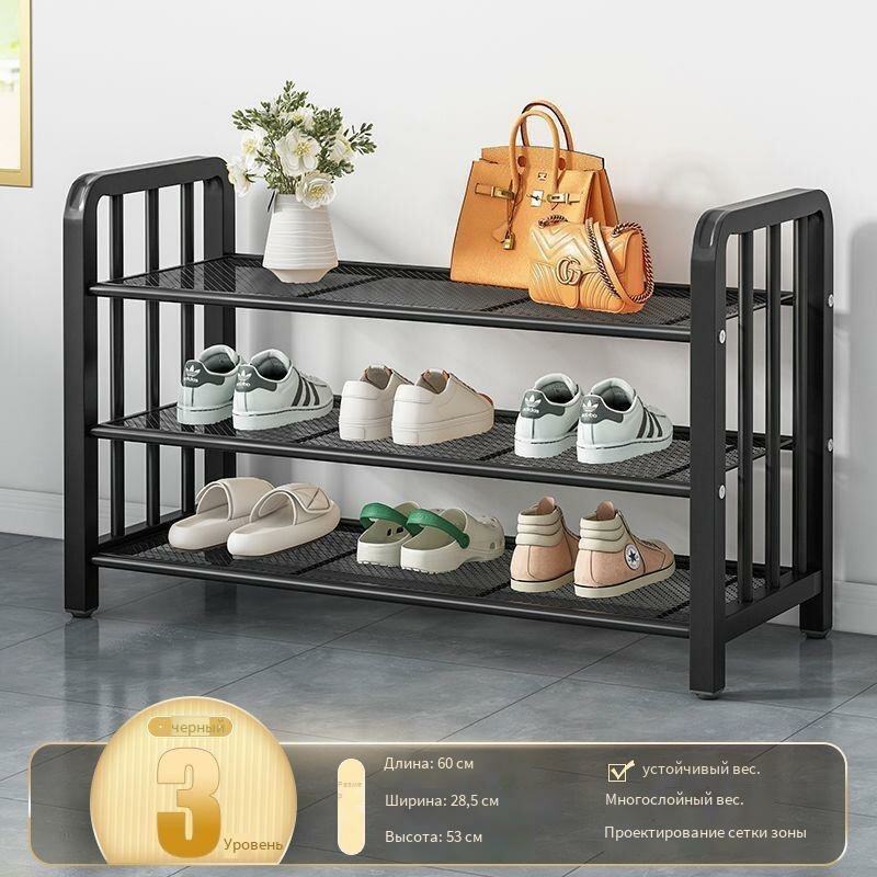 Обувница AiMiK, металлическая, с полками, черное, 3 этажа, 60 см x 28.5 см x 52 см