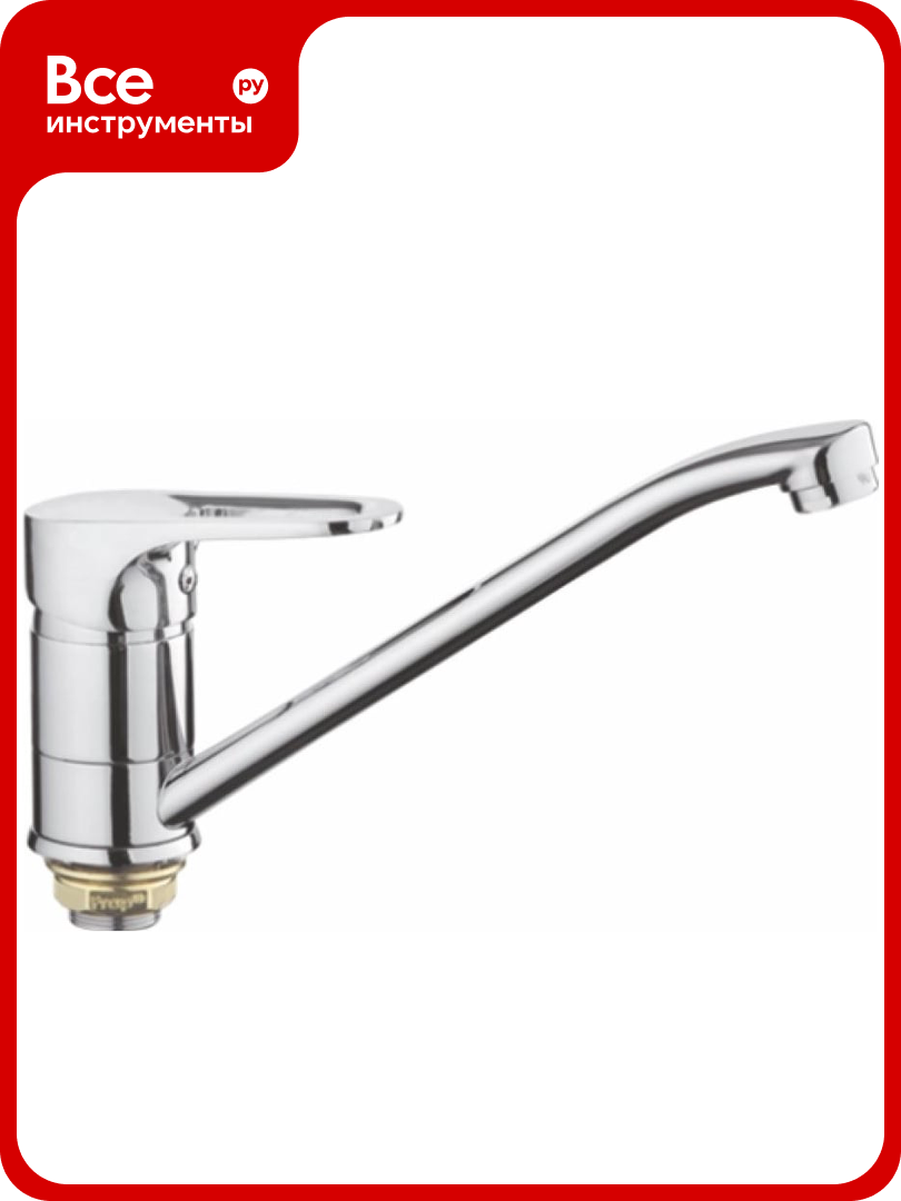 Смеситель для кухни EKKO E49702 с поворотным изливом, однорычажный, хромированный, современный стиль, настольный тип уст