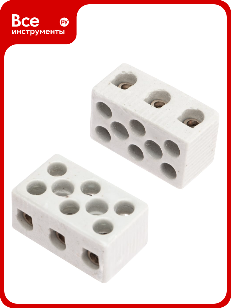 Керамическая винтовая клемма REXANT 3 пары 10 мм2 с крепежным отверстием 84 шт 07-6226, для соединения проводов