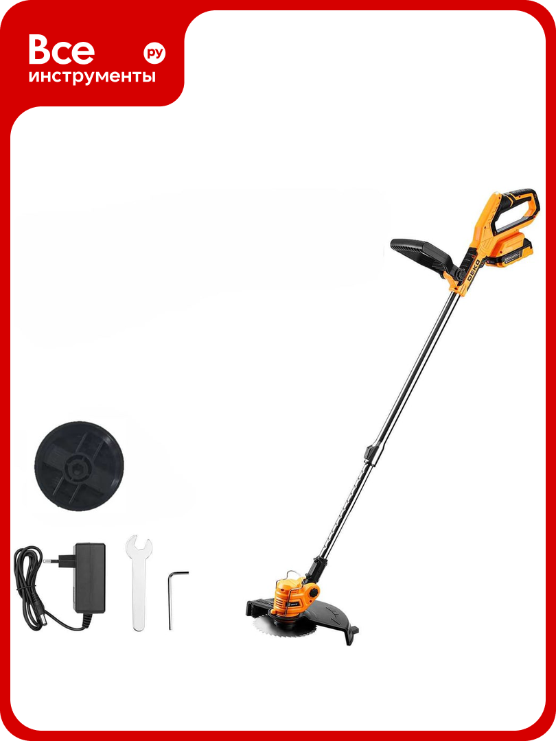 Триммер садовый аккумуляторный DEKO DKTR21 Max Ач-1 1x3.0, для скашивания травы в труднодоступных местах