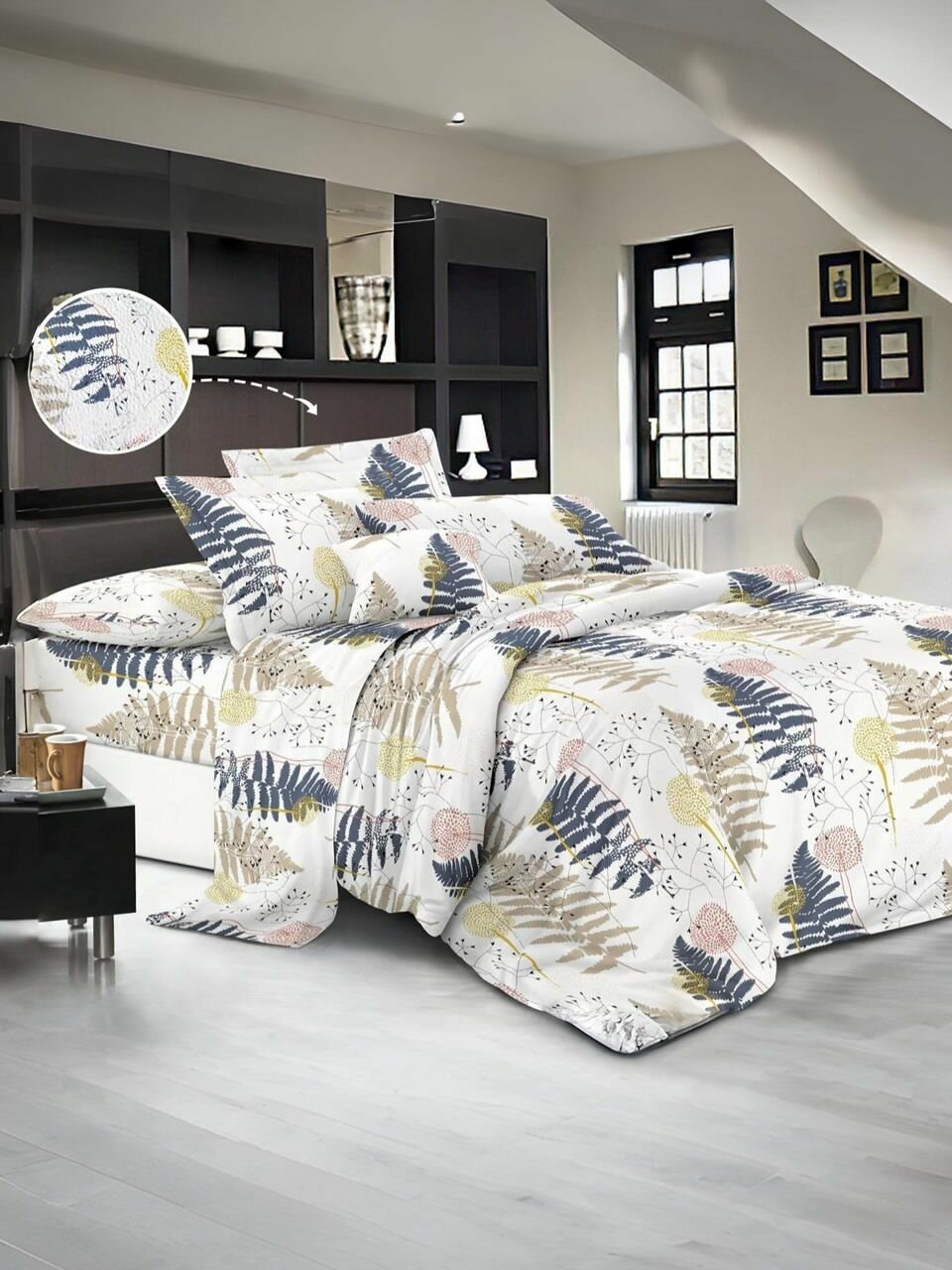 Постельное бельё Жатка семейное на резинке 160х200х30 - "Природный Абстракт"