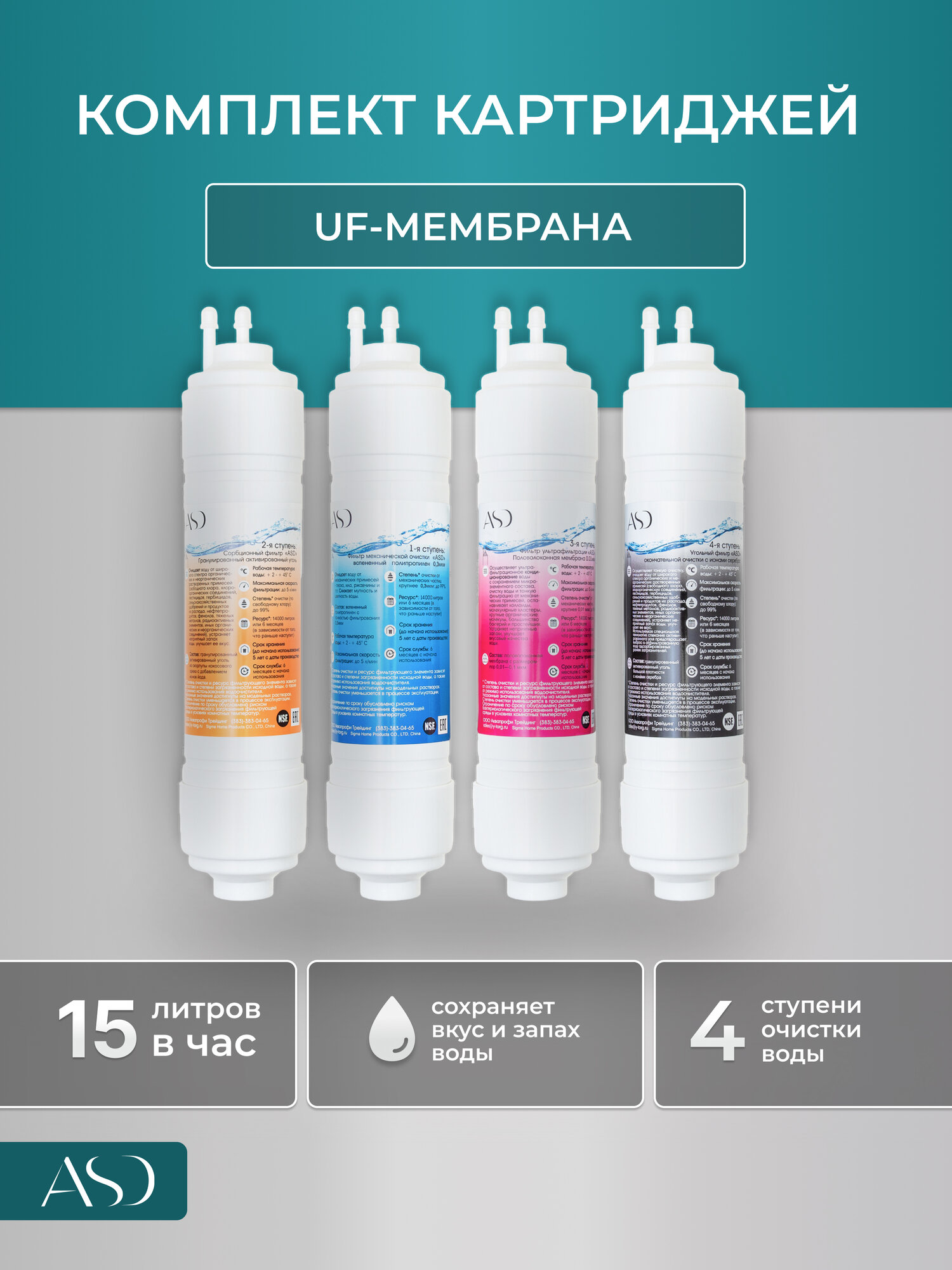 Комплект сменных фильтров "ASD" для очистки воды с UF-мембраной