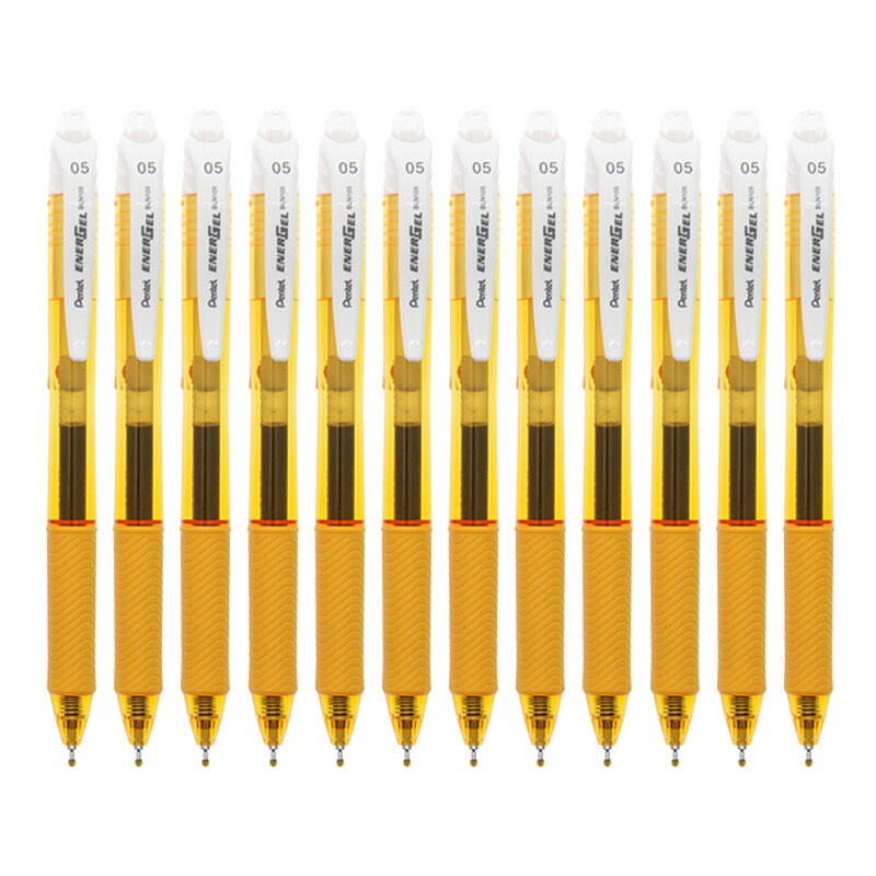 Pentel BLN105 Retractable Black Gel Pen, Stylish 0.5mm Signing Pen, Business And Student Quick-Drying Pen, Water-Based Pen, Stationery, Orange Barrel with Black Ink, 12-Pack
