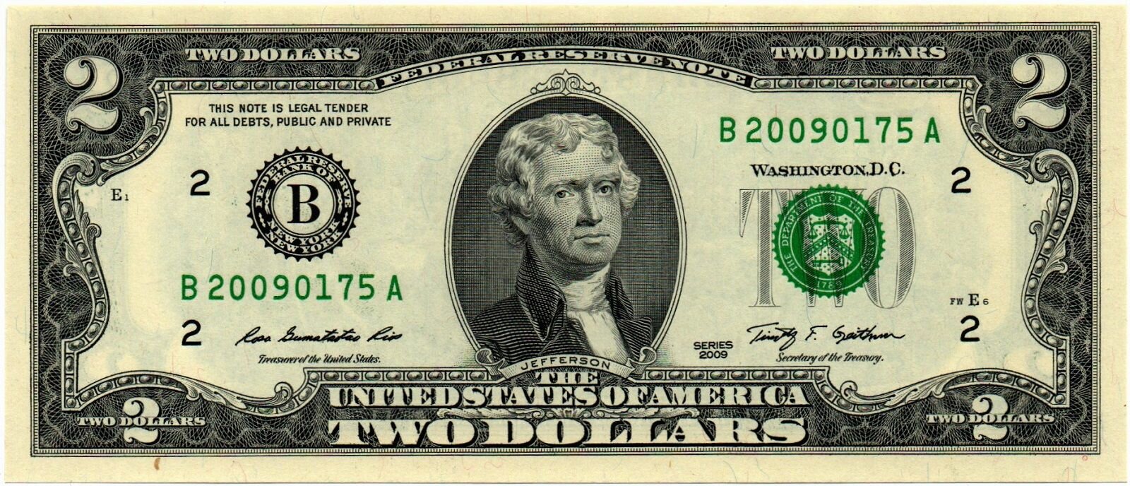 2 доллара 2009 год США 2009 01 75