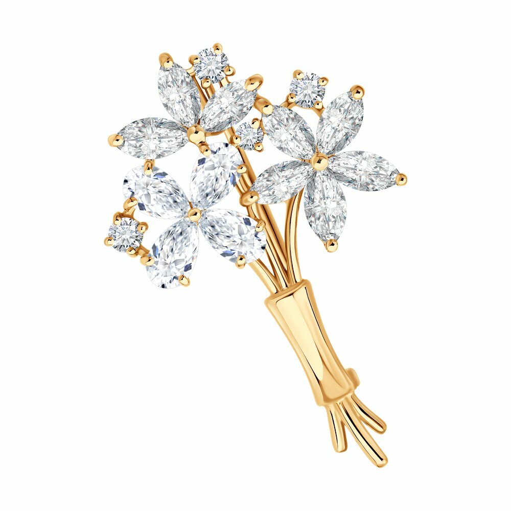 Брошь, красное золото, 585 проба