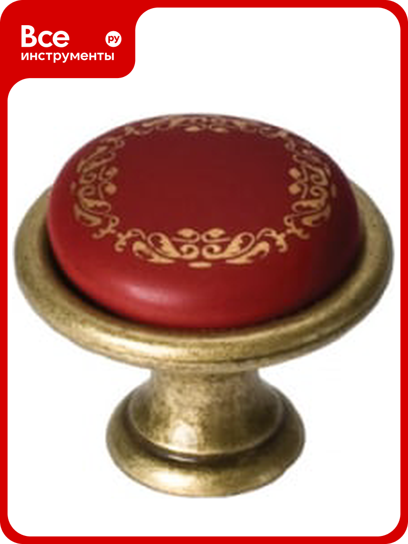 Ручка-кнопка Giusti, отделка бронза античная "Флоренция" + керамика "Бордо" (1 винт М4х22 + 1 винт М4х25) KITP082122D1GA
