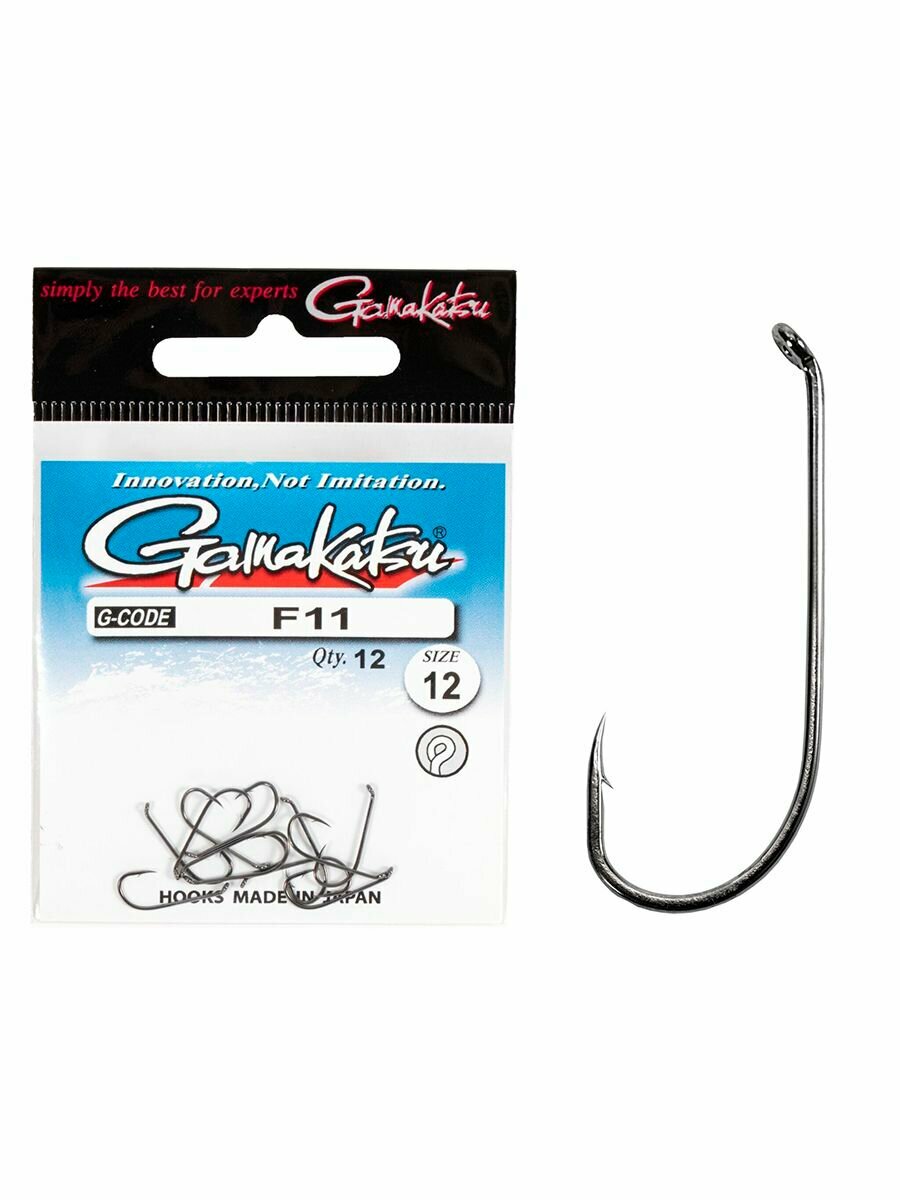 Крючки Gamakatsu F11 NEW LABEL HOOKS BLACK размер 12 (упк.12шт.)
