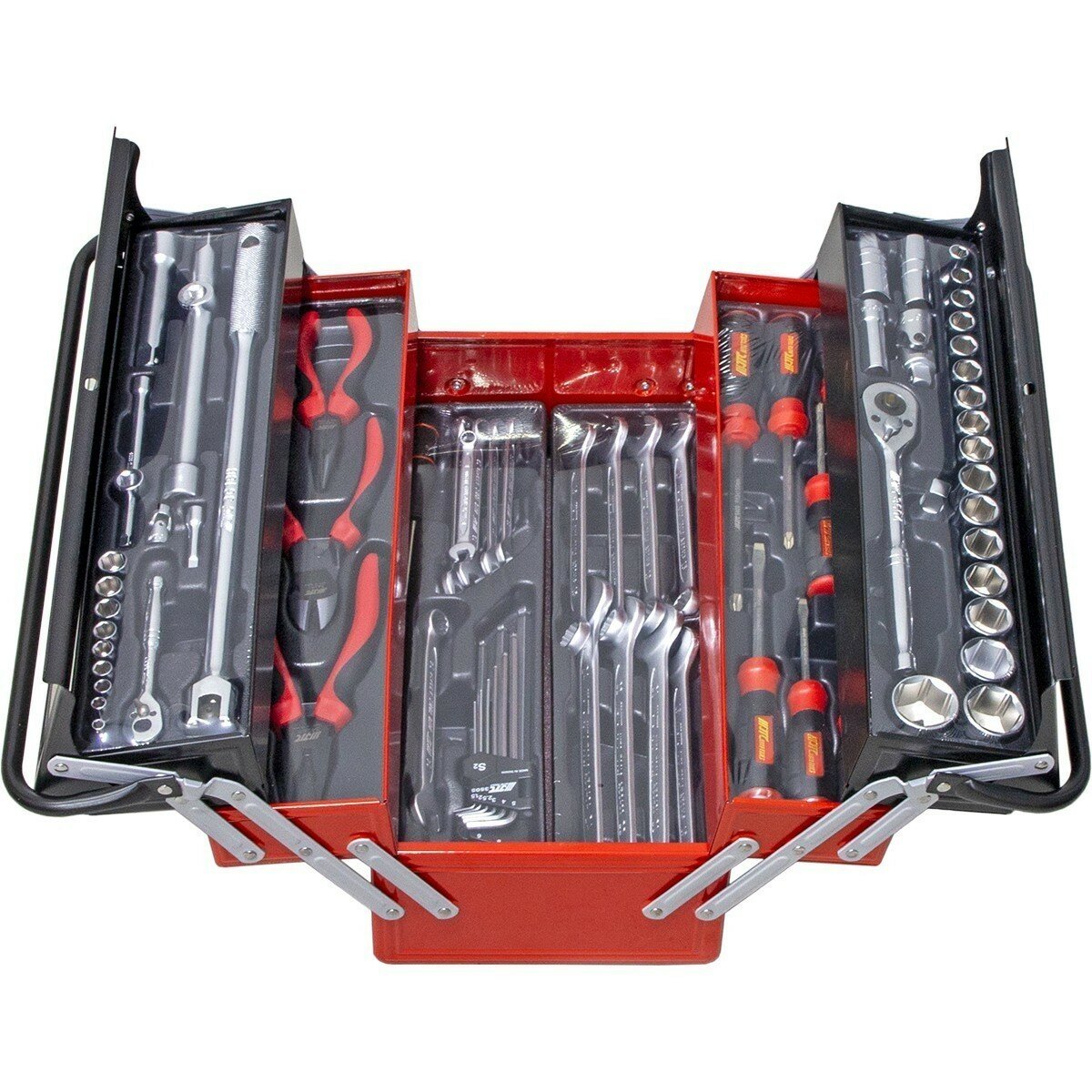 JTC-B076 Набор инструментов в переносном инструментальном ящике (5 лотков) 75пр.