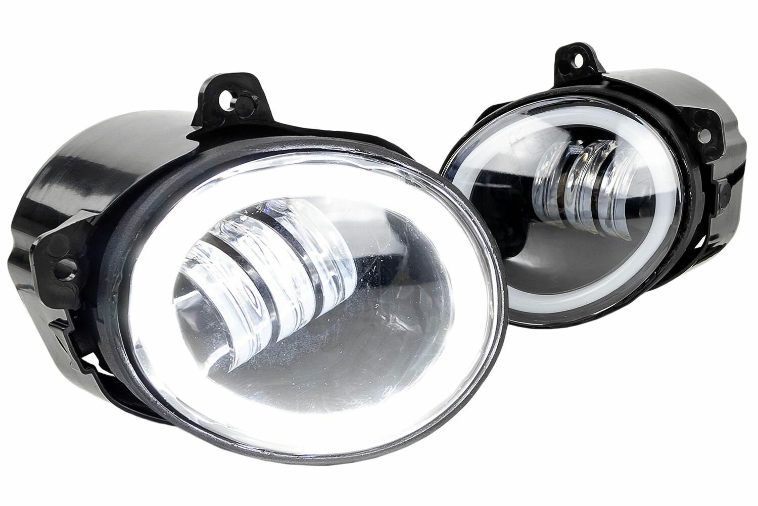 Диодные ПТФ серии Эконом (46W, 2600lux) с кольцом ДХО для Лада Калина, Калина 2, Гранта, Ларгус, Датсун до 2019 г. в, УАЗ Патриот