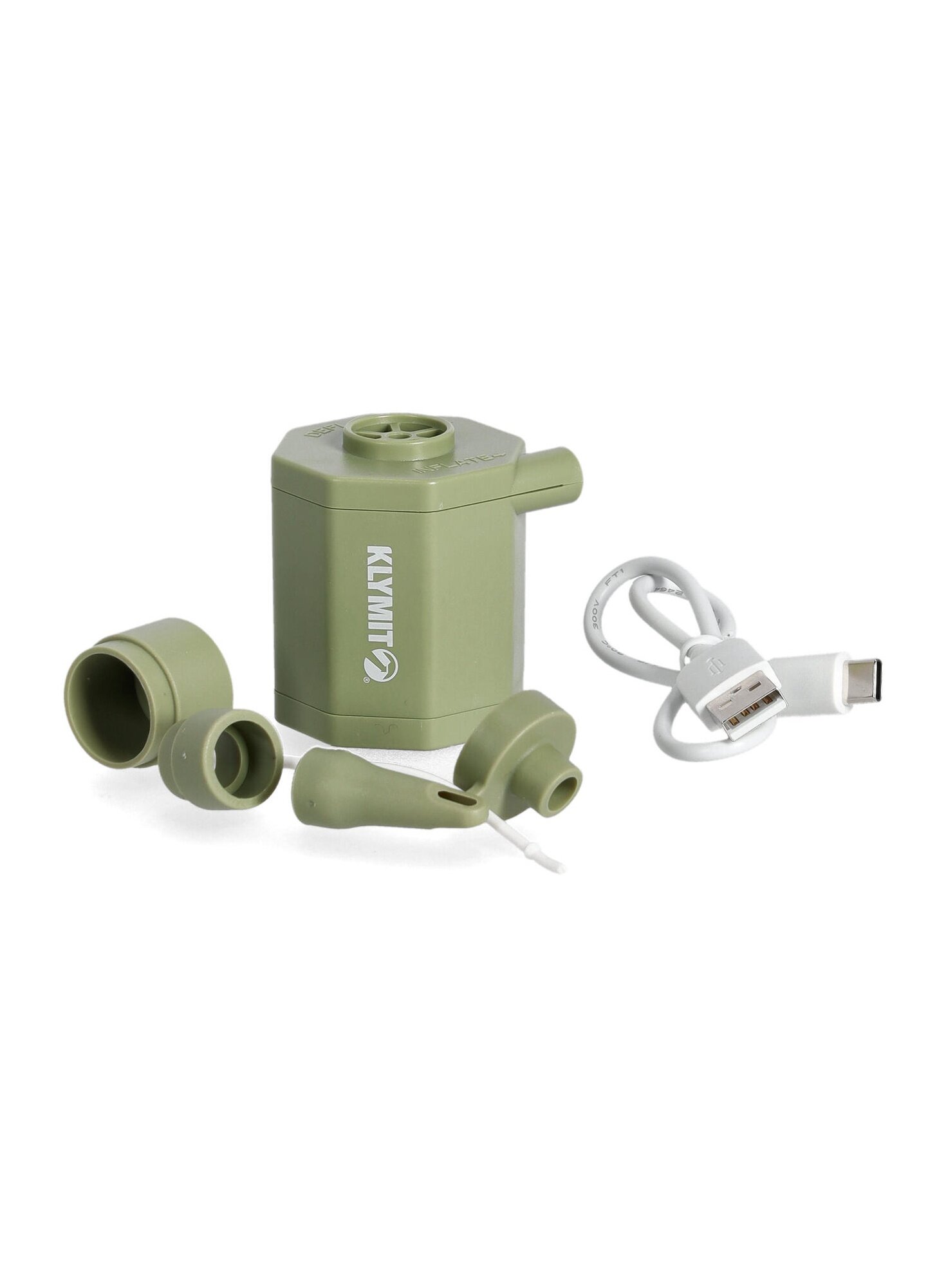 Decathlon Электрический насос для матраса Klymit Tempest Electric Pump, аккумуляторный, с насадками, зеленый