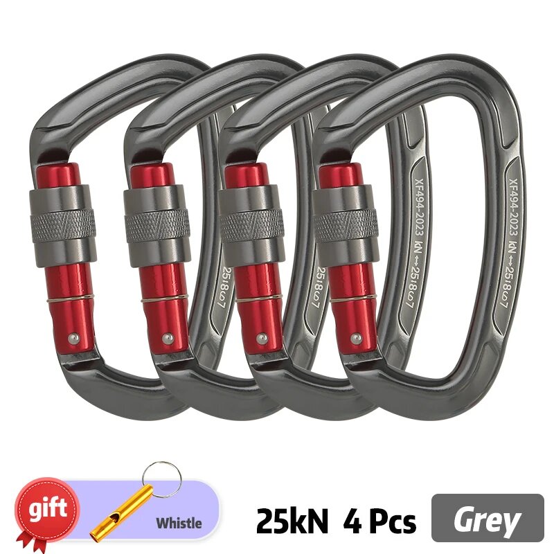 XINDA Профессиональный открытый карабин для скалолазания 25kN красный Серый, Gray 4