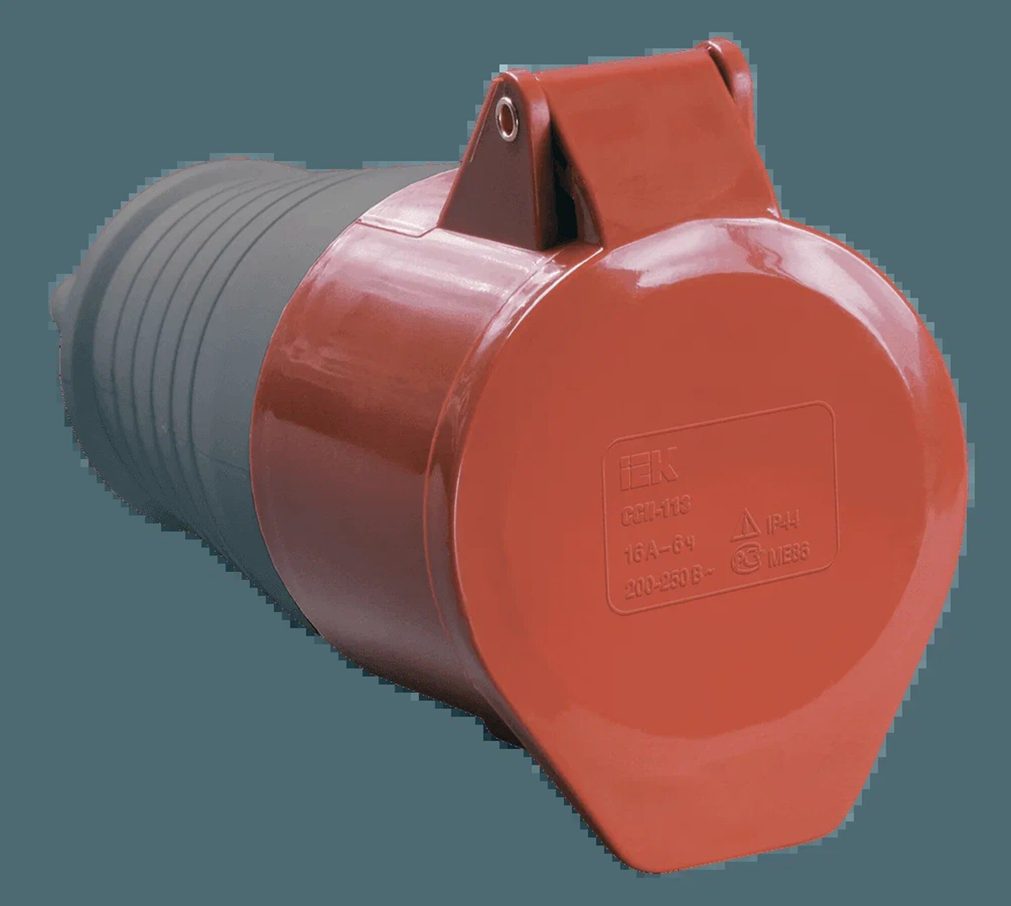 Розетка силовая CEE кабельная переносная IEK ССИ-215, 3Р+РЕ+N, 16А, 380-415В, IP44, красная