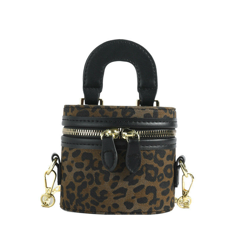 Adorable kids сумка ведро с леопардовым принтом и цепочным ремнем для повседневного использования