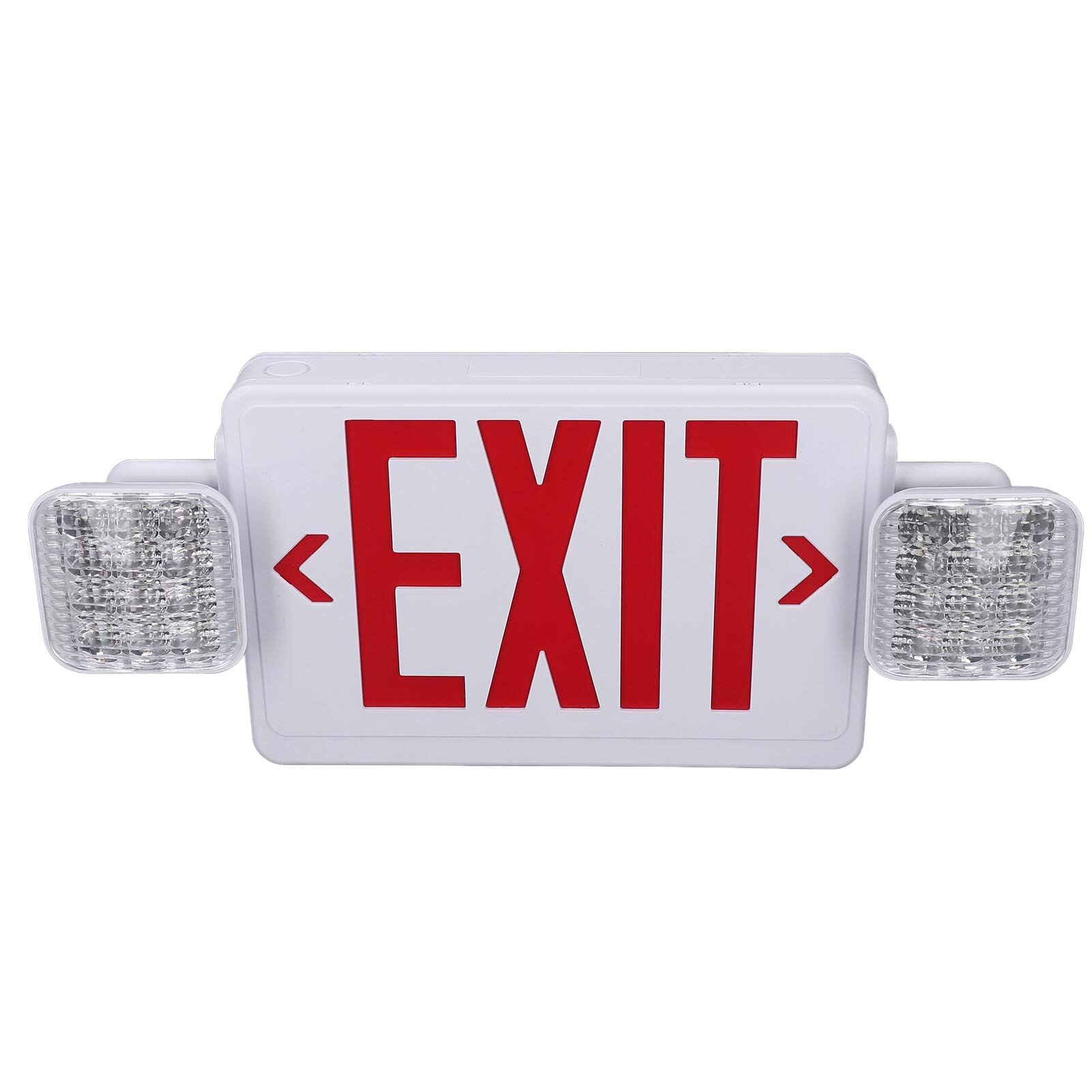 Светодиодный аварийный выходной светильник, огнестойкий корпус, двойные лампы, красная табличка с резервным питанием от батареи.