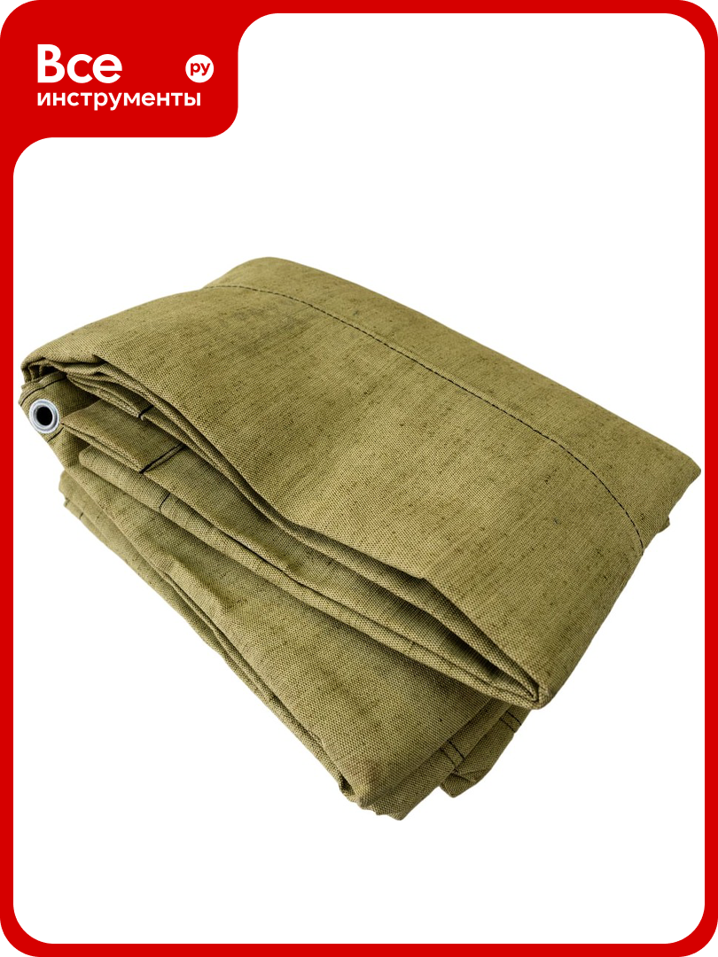 Тент (полог) брезентовый ЯрПолог ОП 6x8 м, с люверсами, цвет Хаки brezOP_6x8_krepl_400gr, металлический, морозостойкий