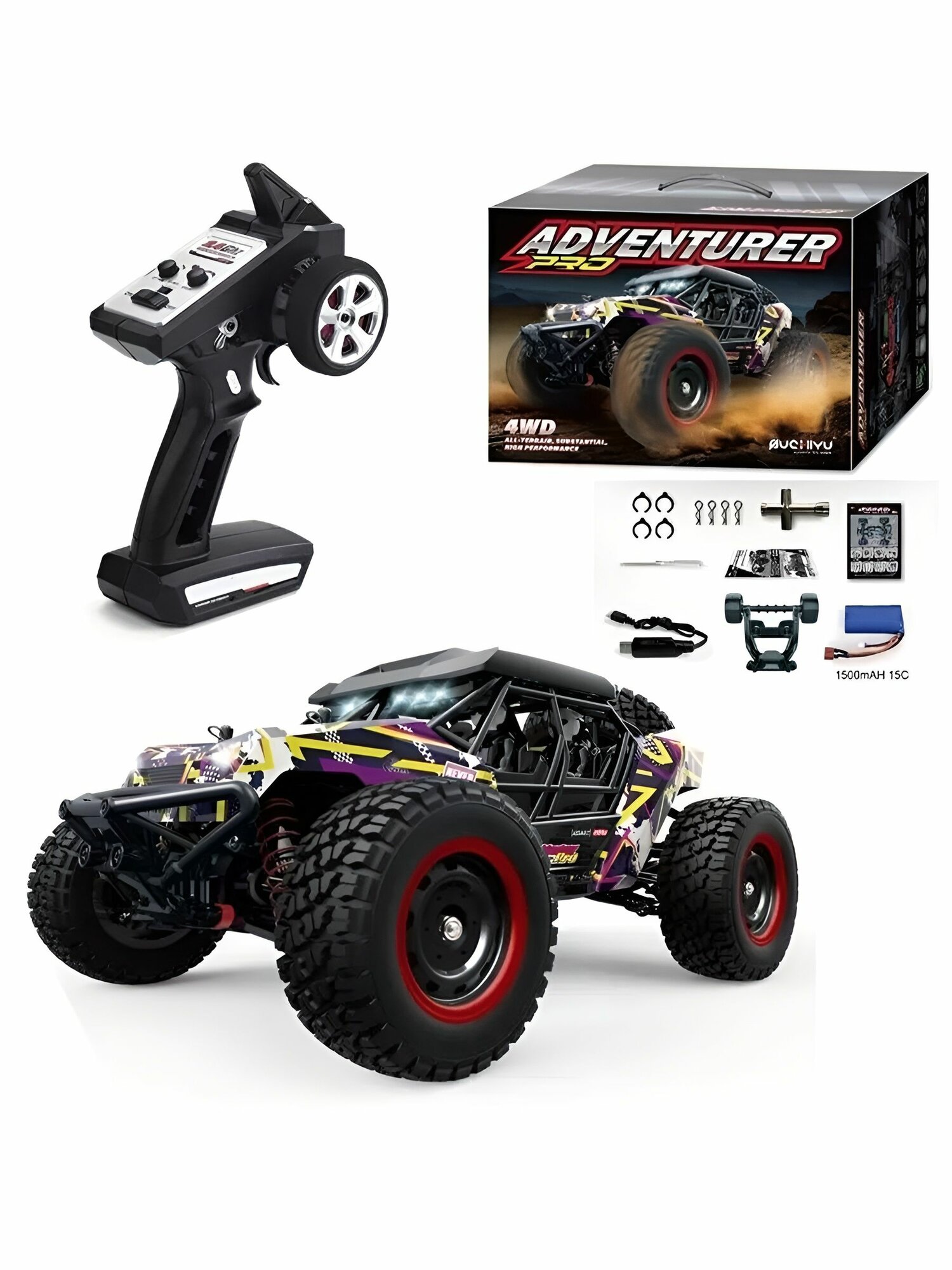 Радиоуправляемая багги 1:16 4WD, бесщёточный мотор, скорость до 75 км/ч, LED-фары