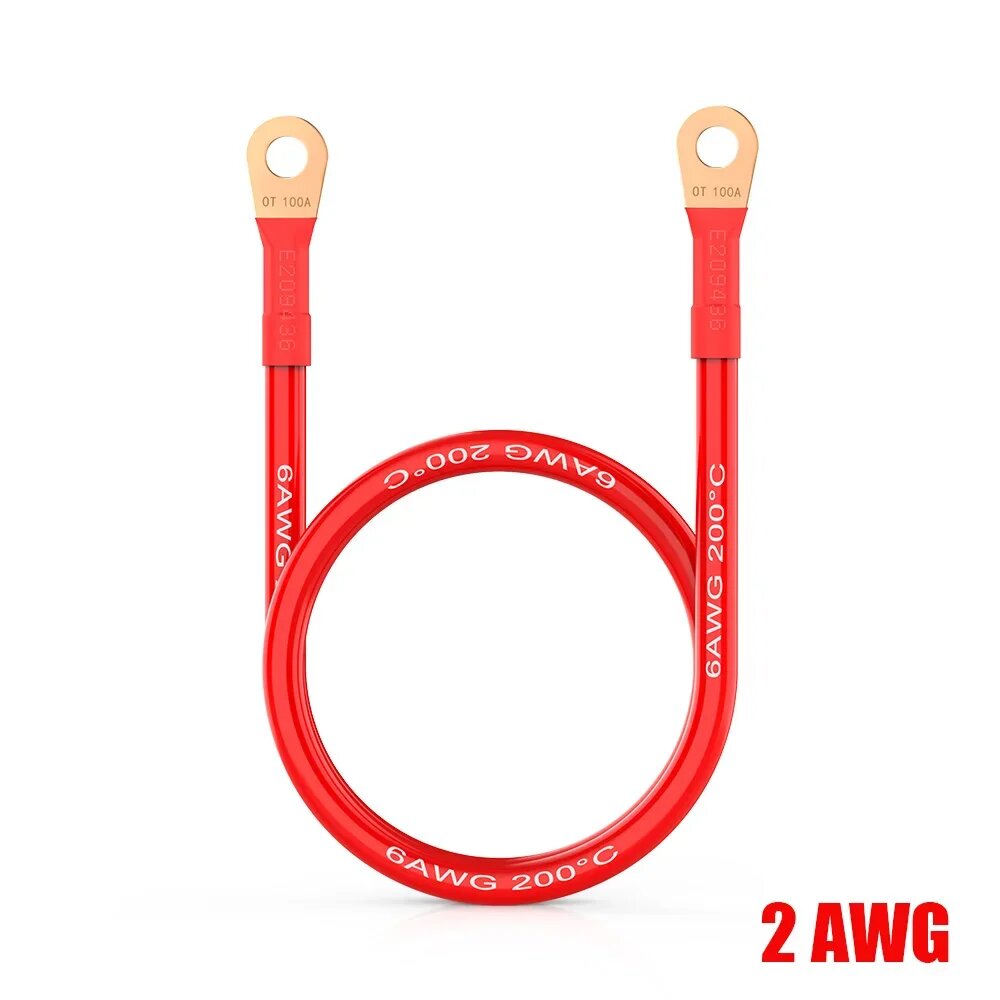 CONEPY красные, черные электрические провода 8, 6, 4, 2 AWG, соединительный кабель для аккумулятора, силовые инверторные кабели M6 M8 M10 для инвертора автомобиля, солнечной батареи, Red 2AWG, M6-M6, 50CM