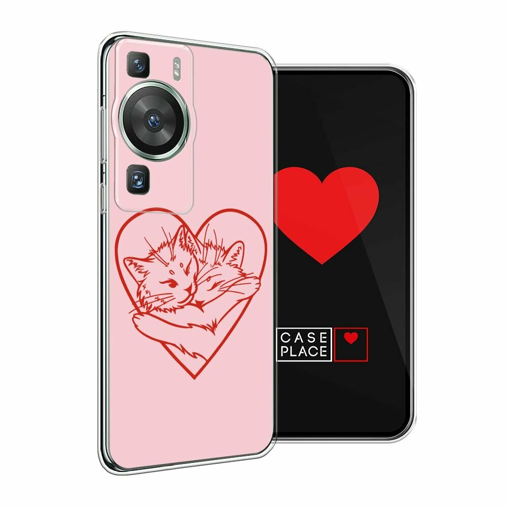 Чехол на Huawei P60/P60 Pro / Хуавей P60/P60 Про с принтом "Влюблённые котики рисунок 1 - 14 февраля" — фото 1