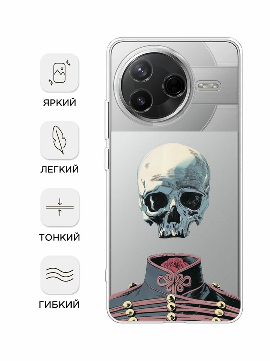 Чехол на Poco F7 Pro / Поко F7 Про с принтом "Гусар", прозрачный — фото 1