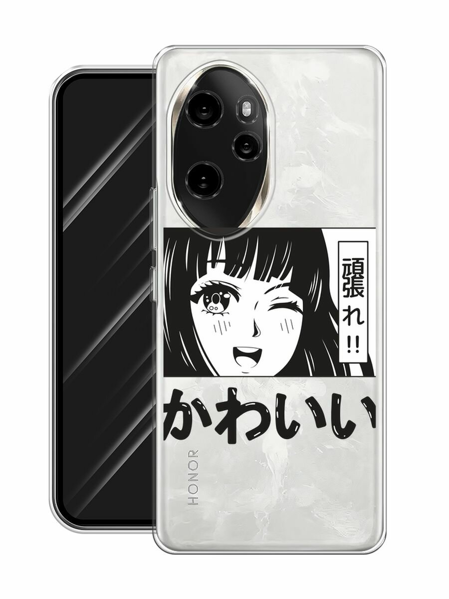 Чехол на Honor 100 Pro / Хонор 100 Про с принтом "Cute anime girl", прозрачный — фото 1
