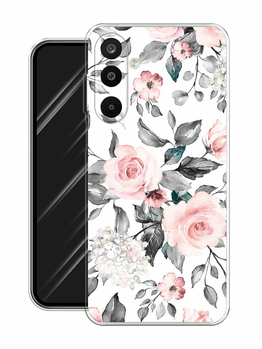Чехол на Samsung Galaxy M16 / Самсунг Галакси М16 с принтом "Розы на белом" — фото 1