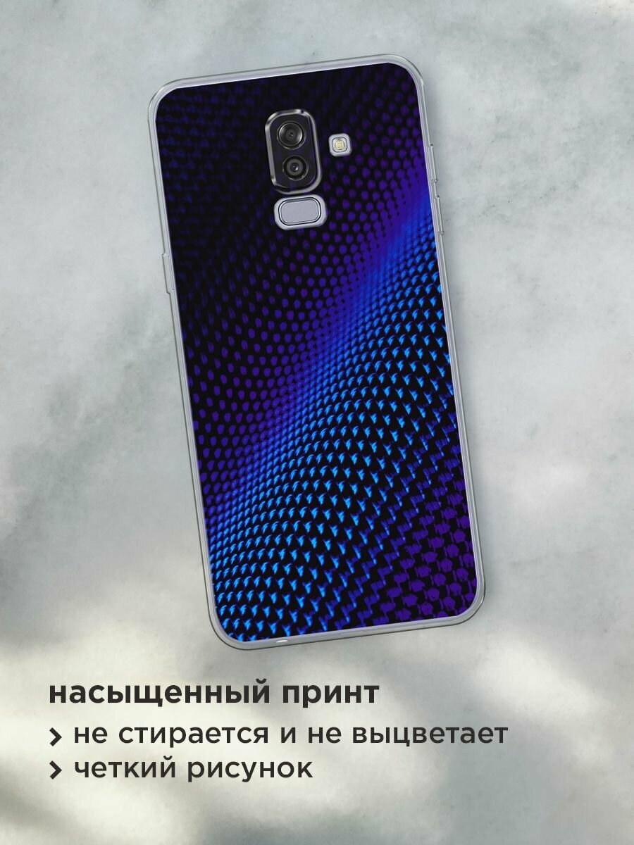 Чехол на Samsung Galaxy J8 / Самсунг Галакси Джей 8 с принтом "Синий карбон" — фото 1