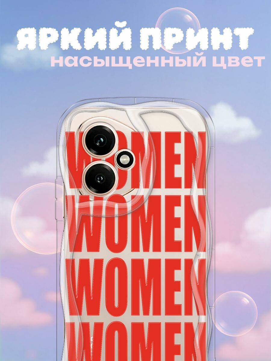 Чехол на Honor 400 / Хонор 400 с принтом WOMEN 3, прозрачный — фото 1