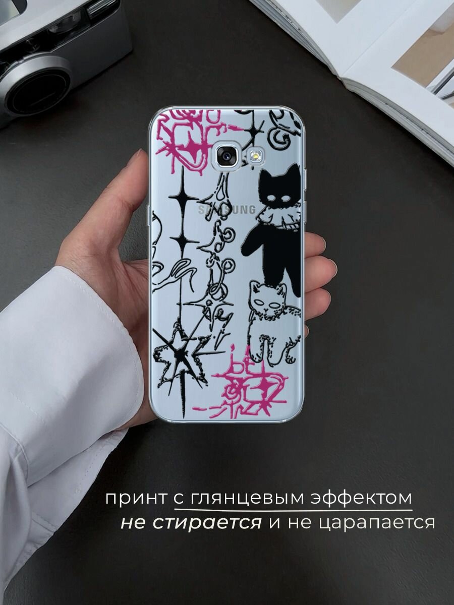 Чехол на Samsung Galaxy A5 2017 / Самсунг Галакси А5 2017 с принтом "Готические котики" — фото 1