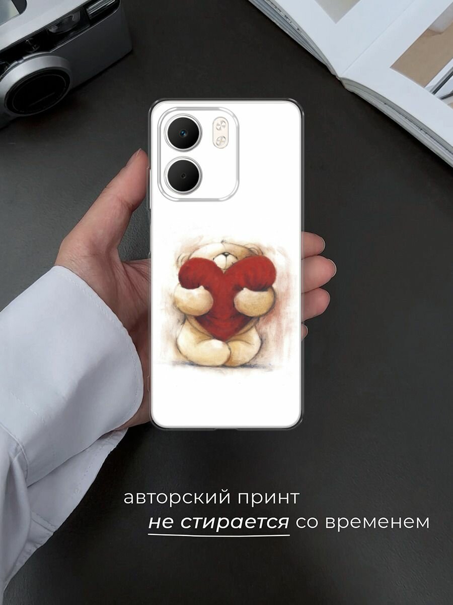 Силиконовый чехол на Oppo A5x / Оппо А5x с принтом "Мишка с сердцем 1" — фото 1