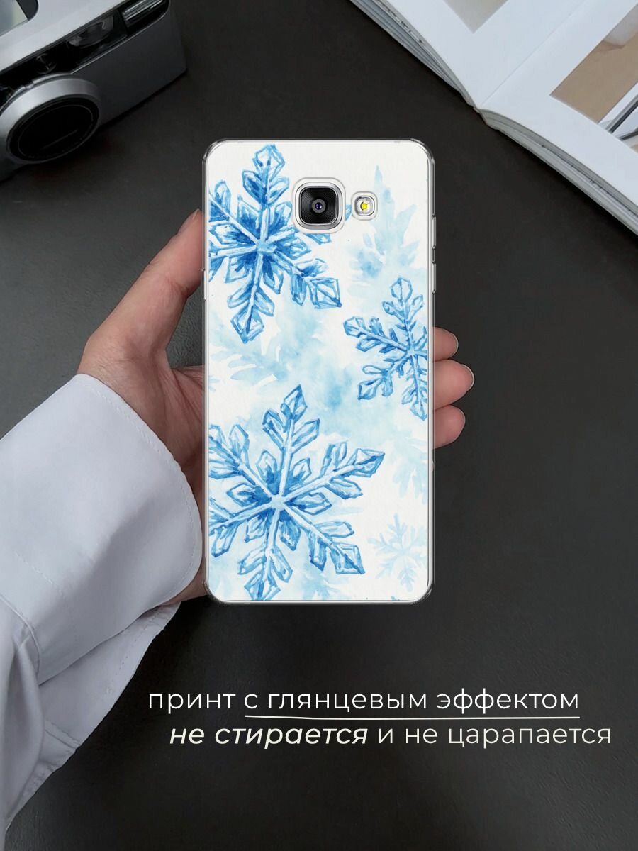 Чехол на Samsung Galaxy A5 2016 / Самсунг Галакси А5 2016 с принтом "Акварельные снежинки" — фото 1