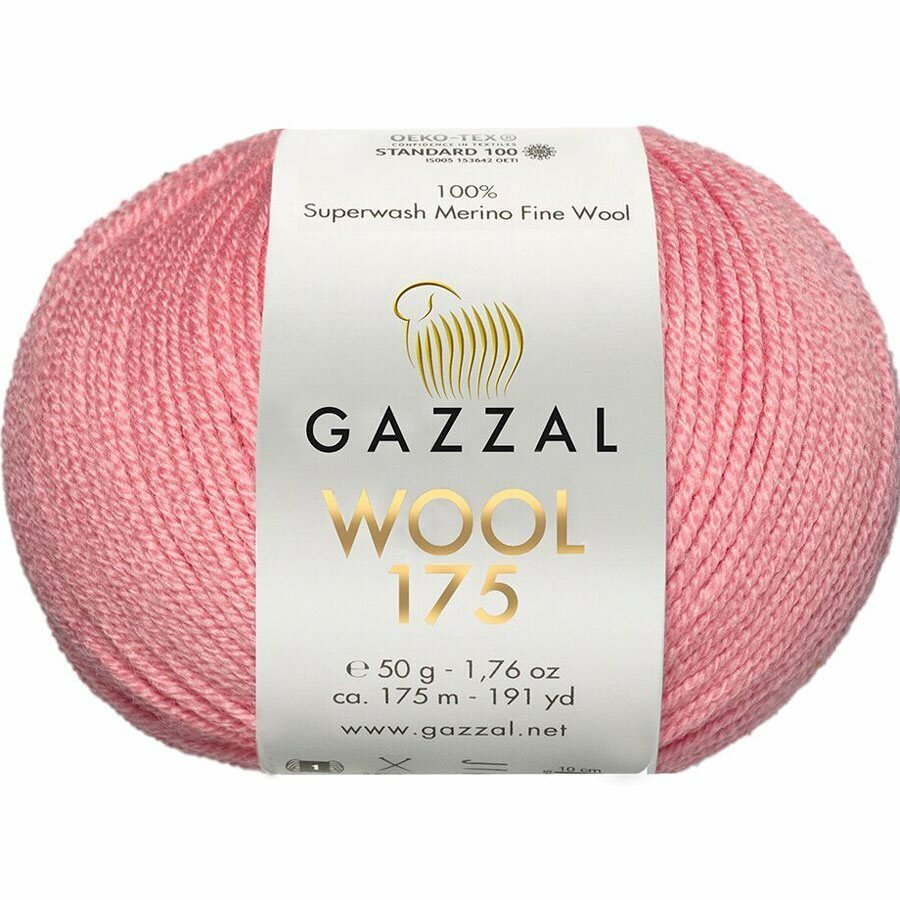 Пряжа Gazzal WOOL 175 330 коралл (5 мотков)