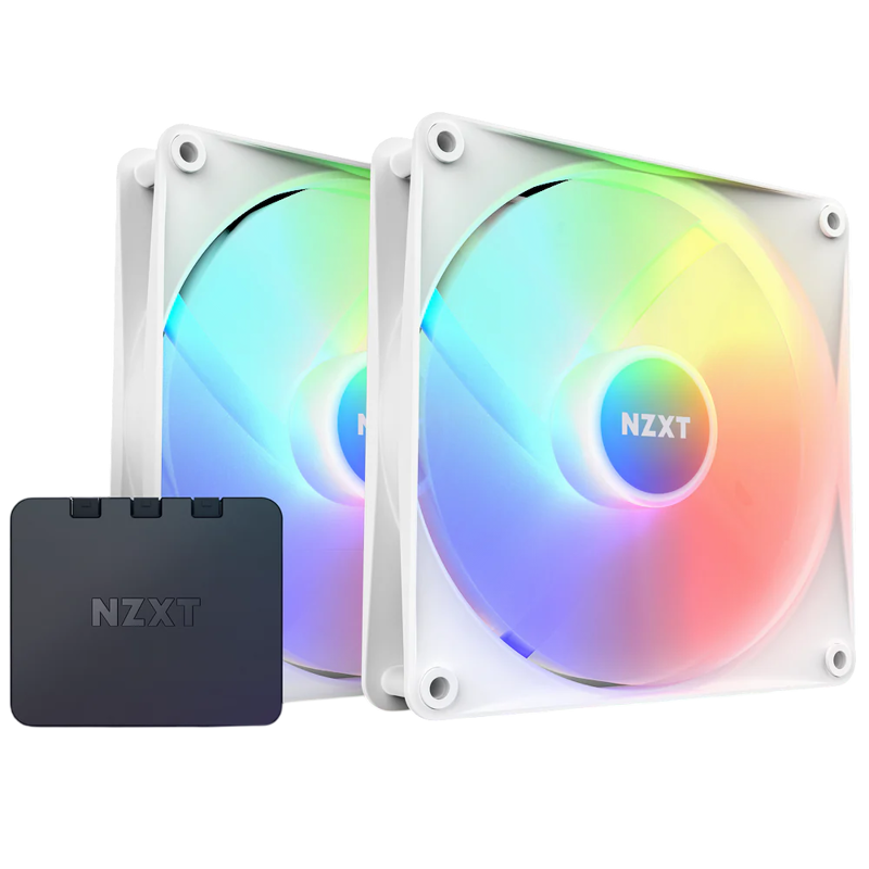 NZXT Вентилятор NZXT F140 RGB Core Twin Pack White RF-C14DF-W1, d140мм, 500-1800об./мин, подсветка (питание от мат. платы) (ret)