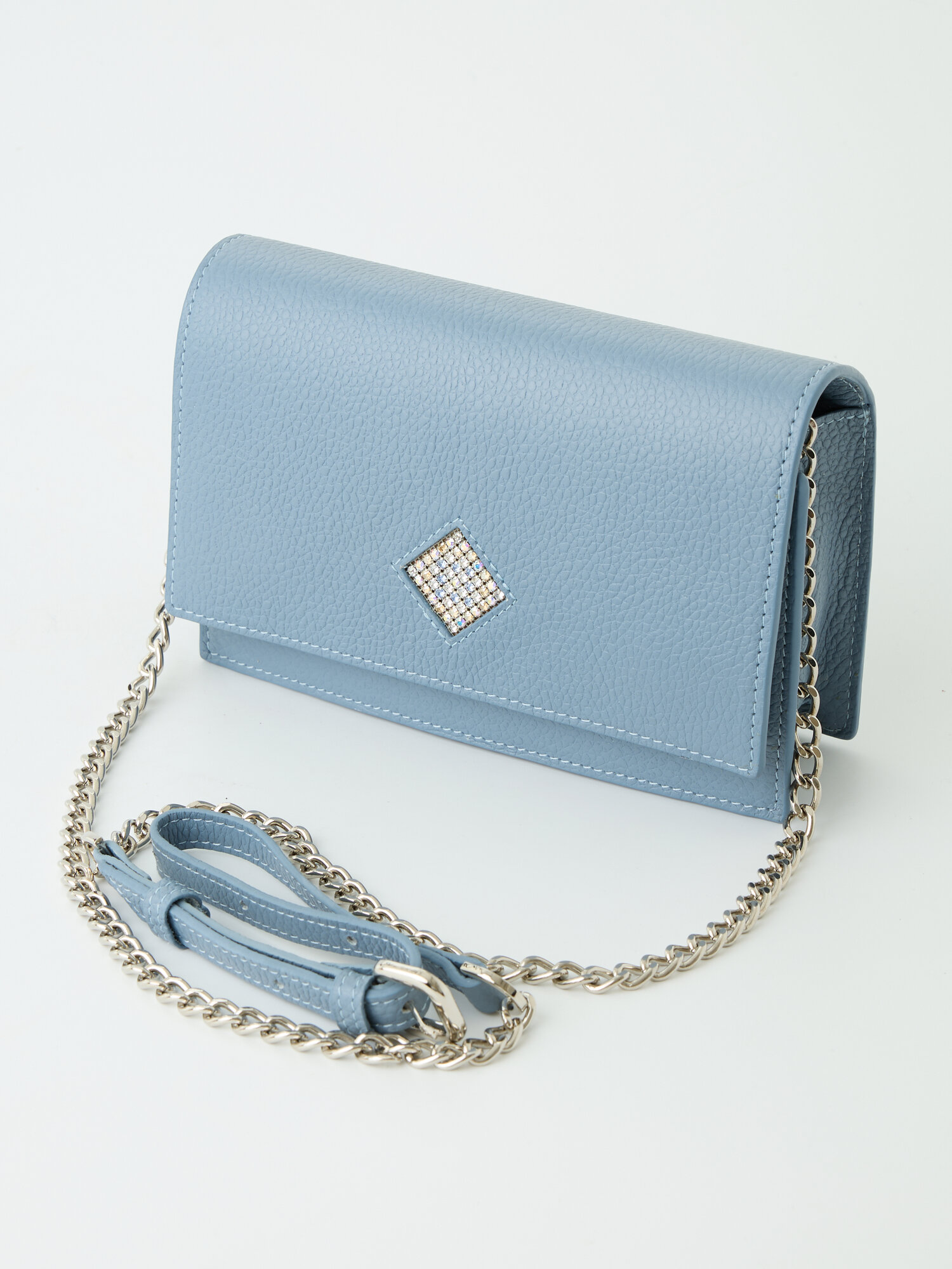 Сумка клатч клатч 1-5193 кожа лазурь СВАРОВСКИ