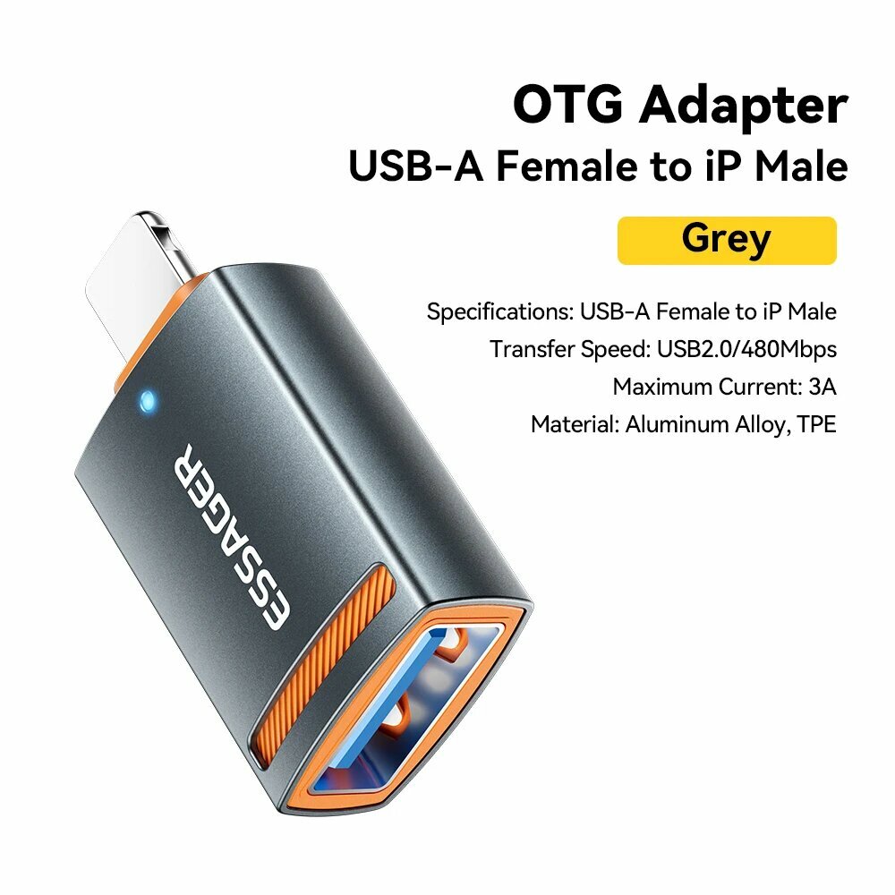 Essager USB 3.0 OTG адаптер типа C «мама» на USB «папа» конвертер USB на Micro ip адаптер для быстрой зарядки для ноутбука Macbook Samsung, USB2.0 to iP 3A