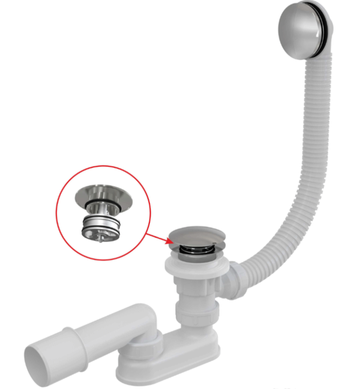 Alcadrain Слив-перелив автоматический для ванны A504CKM (AG210135160) Alcaplast