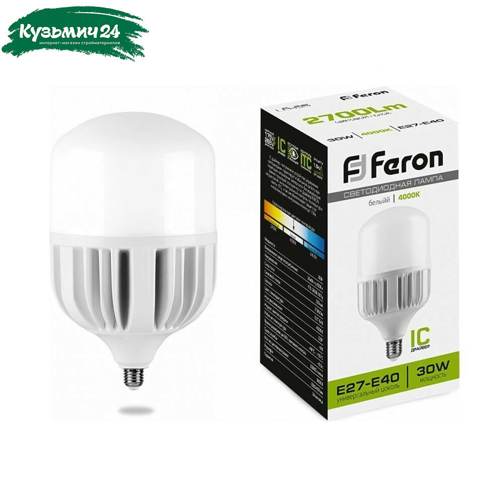 Лампа светодиодная Feron LB-65 Е27 30W 4000K 25818